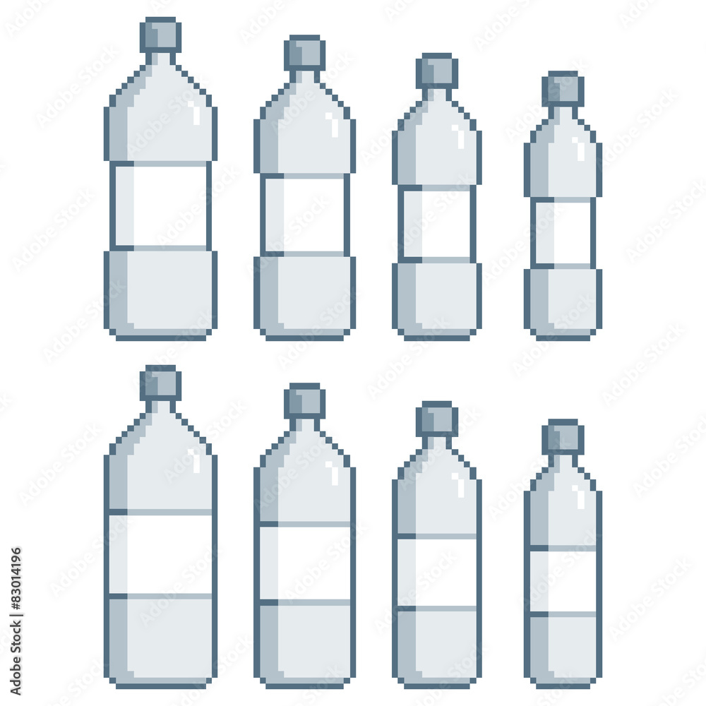 Pixel art collection bottles Stock Vector | Adobe Stock