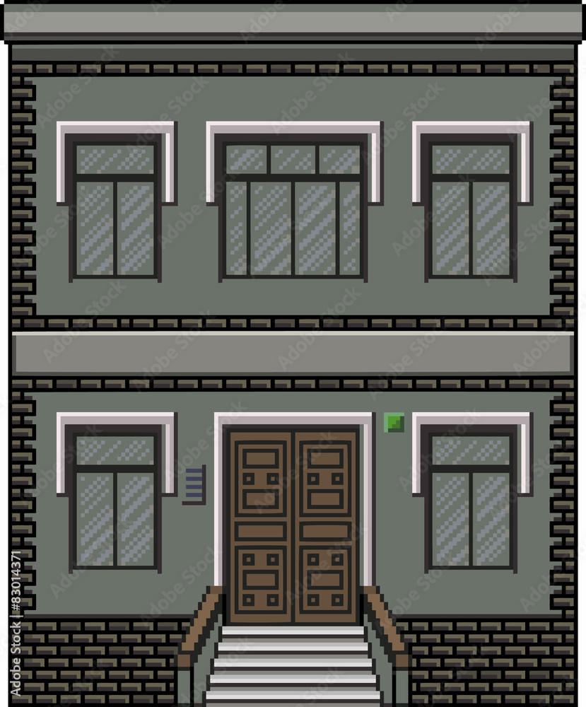 Pixel art house for background Stock Vector | Adobe Stock