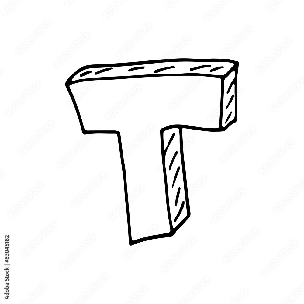 English alphabet - hand drawn letter T Stock Vector | Adobe Stock