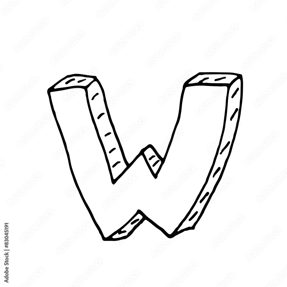 English alphabet - hand drawn letter W Stock Vector | Adobe Stock