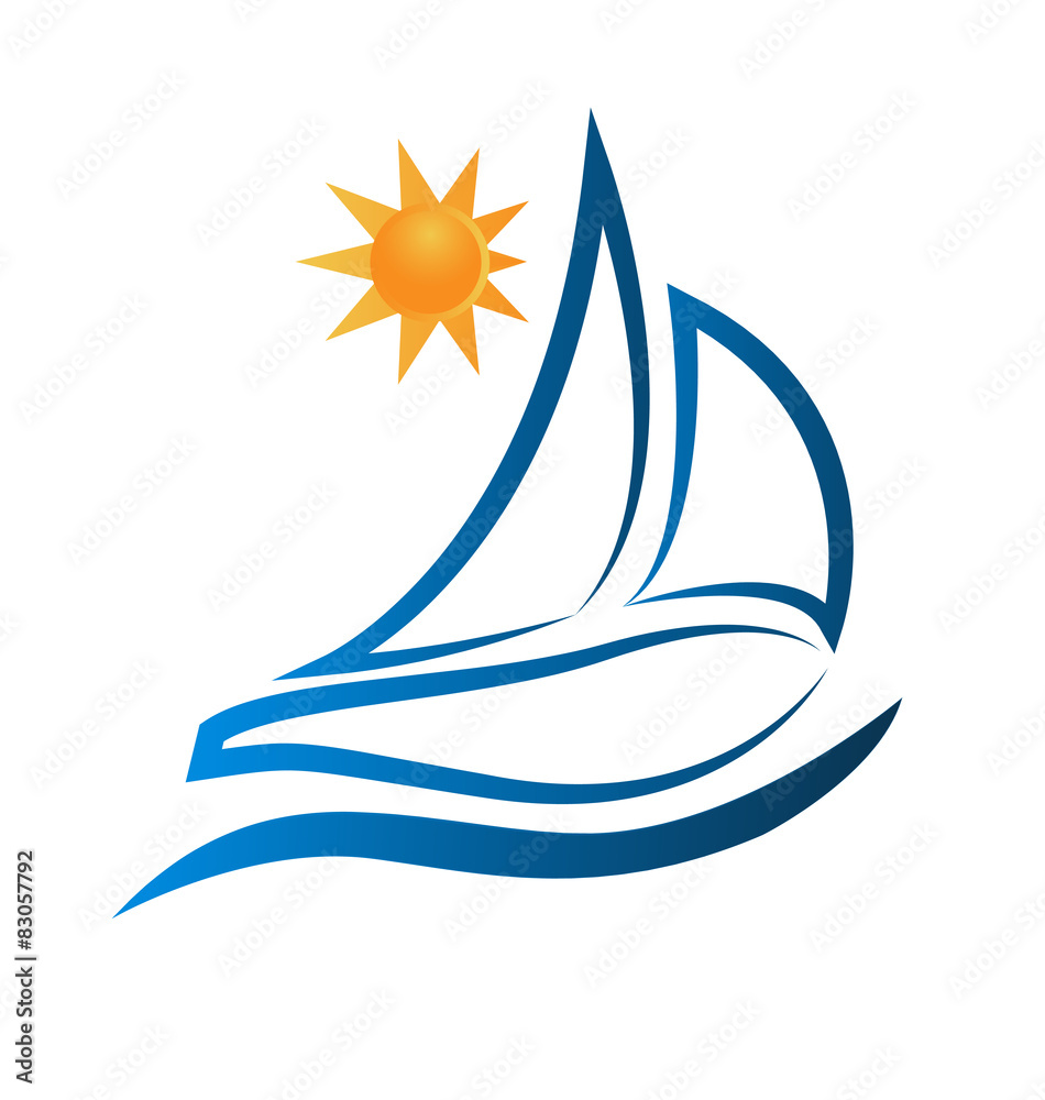 Boat waves and sun logo vector Stock Vector | Adobe Stock