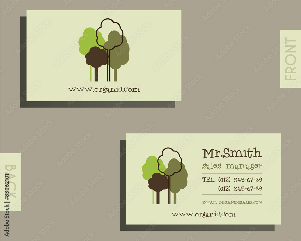 Eco, organic visiting card template. For natural shop products Stock ...