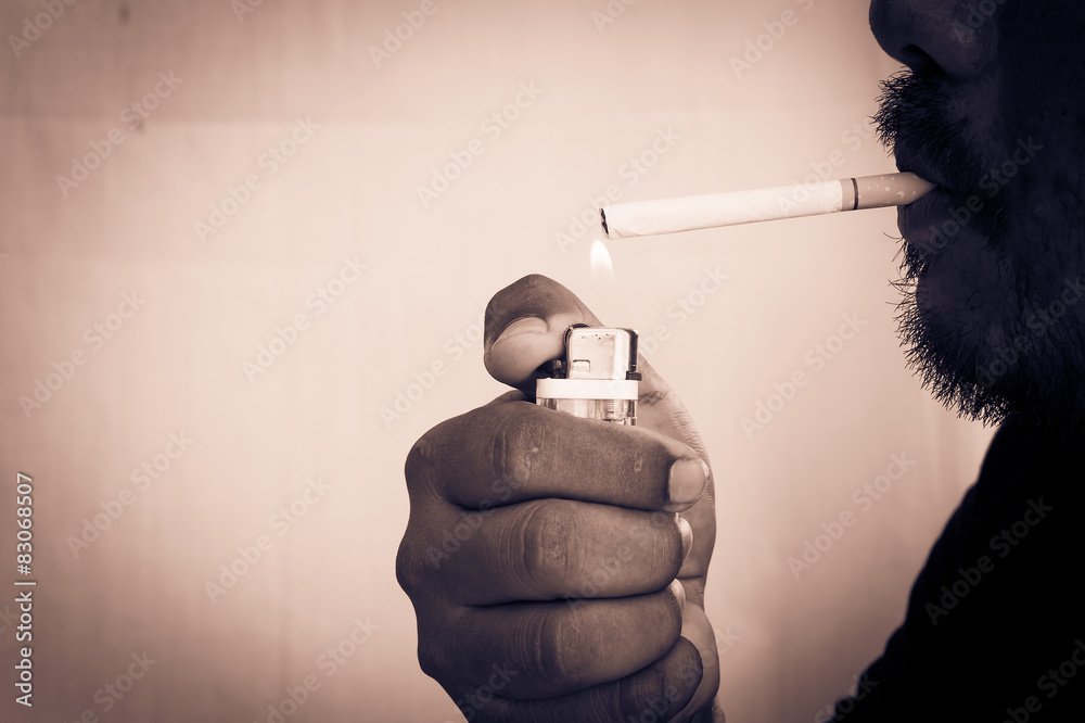 vintage and old photo of man smoking cigarette Stock Photo | Adobe Stock