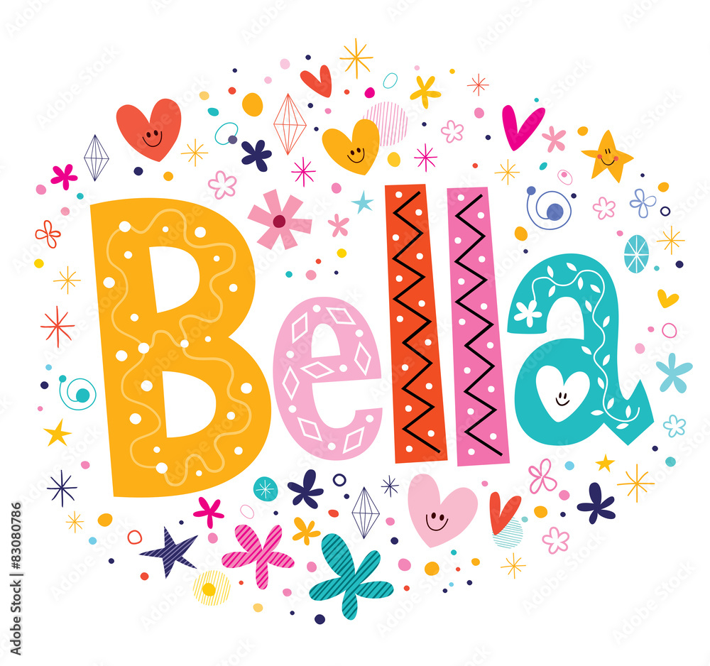 Bella girls name decorative lettering type design Stock Vector | Adobe ...