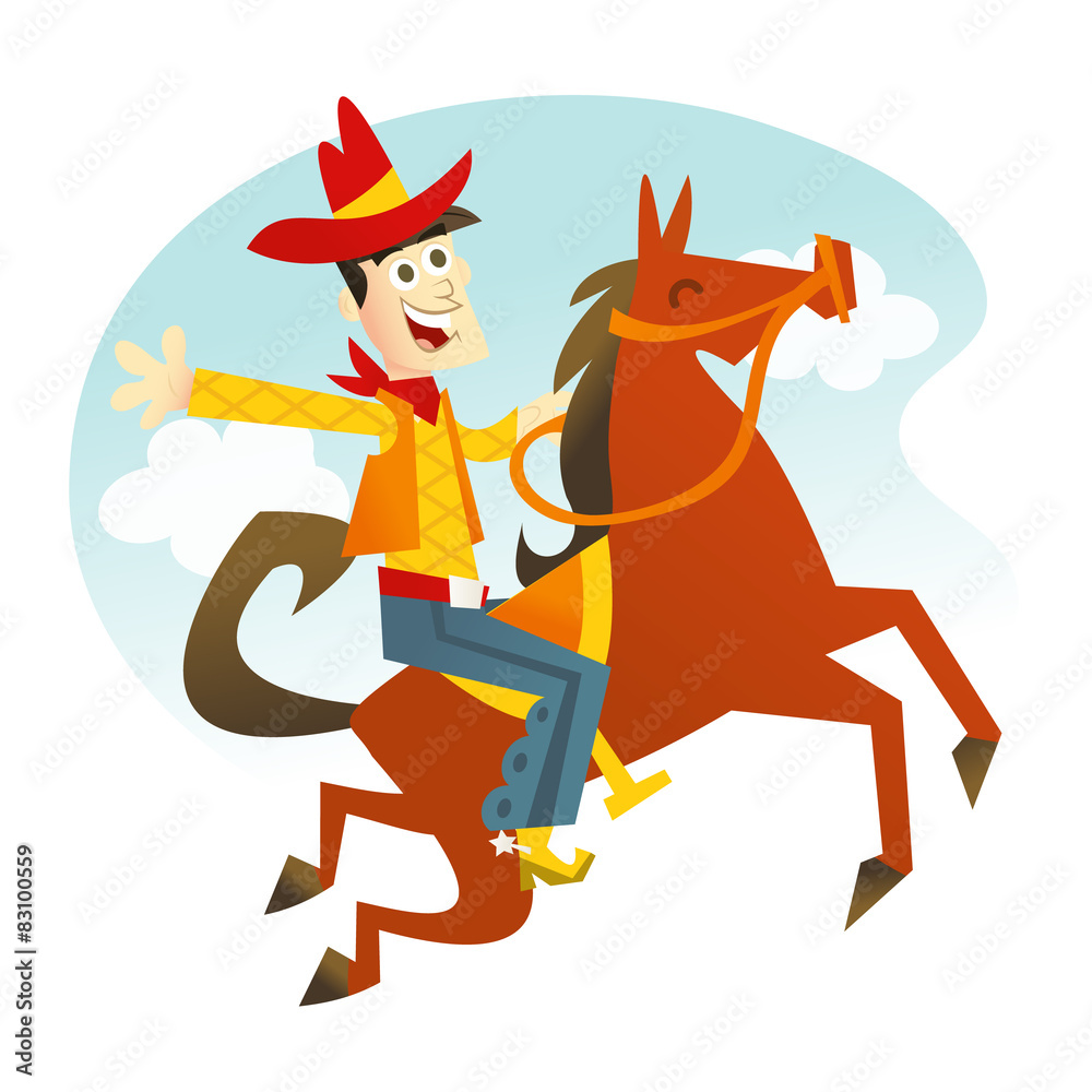 Cartoon Cowboy Rodeo Stock Vector | Adobe Stock