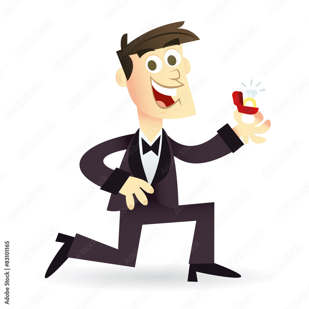 Cartoon Man Wedding Proposal Stock Vector | Adobe Stock