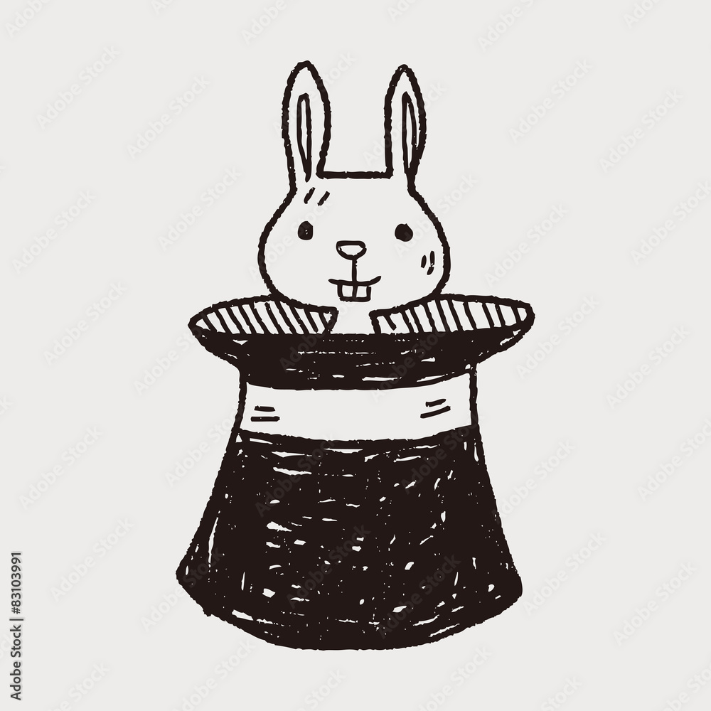 magic rabbit doodle drawing Stock Vector | Adobe Stock