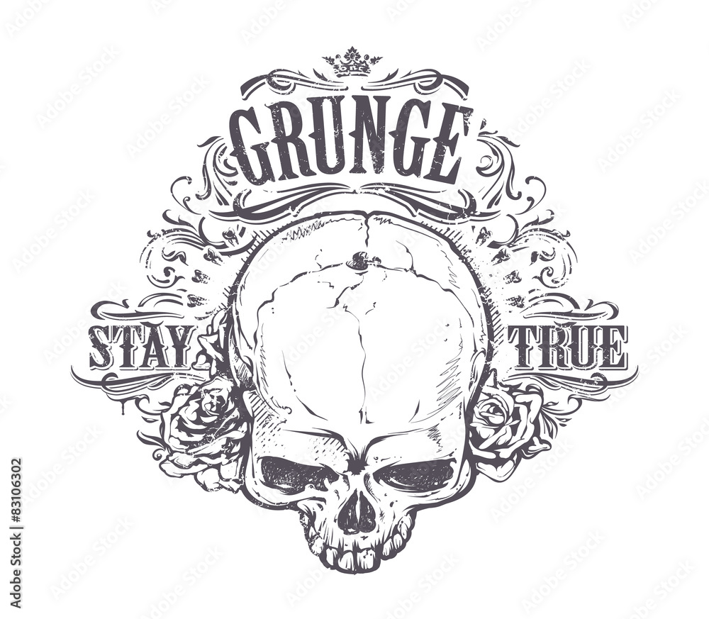 Grunge Skull Art Stock Vector | Adobe Stock