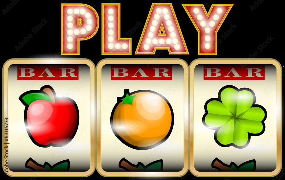 Slot Machine Illustration with fruits vector de Stock | Adobe Stock