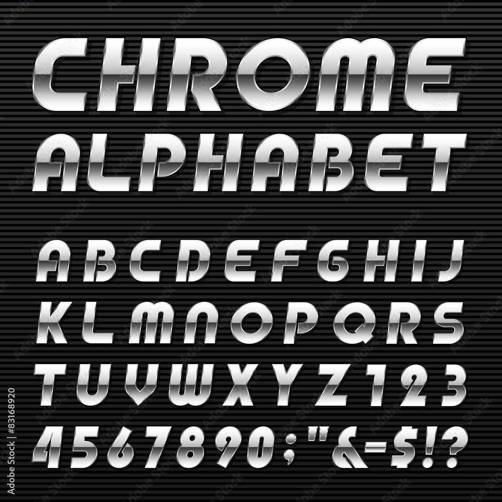 Chrome Alphabet Vector Font Stock-Vektorgrafik | Adobe Stock