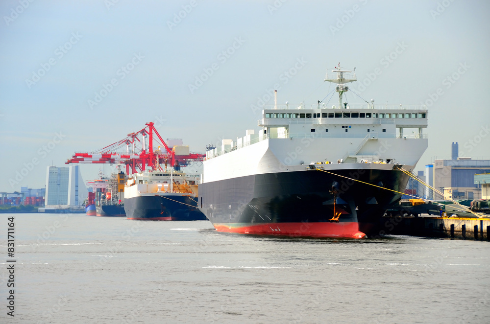 Roll-on/roll-off (RORO or ro-ro) car carrier ship Stock Photo | Adobe Stock