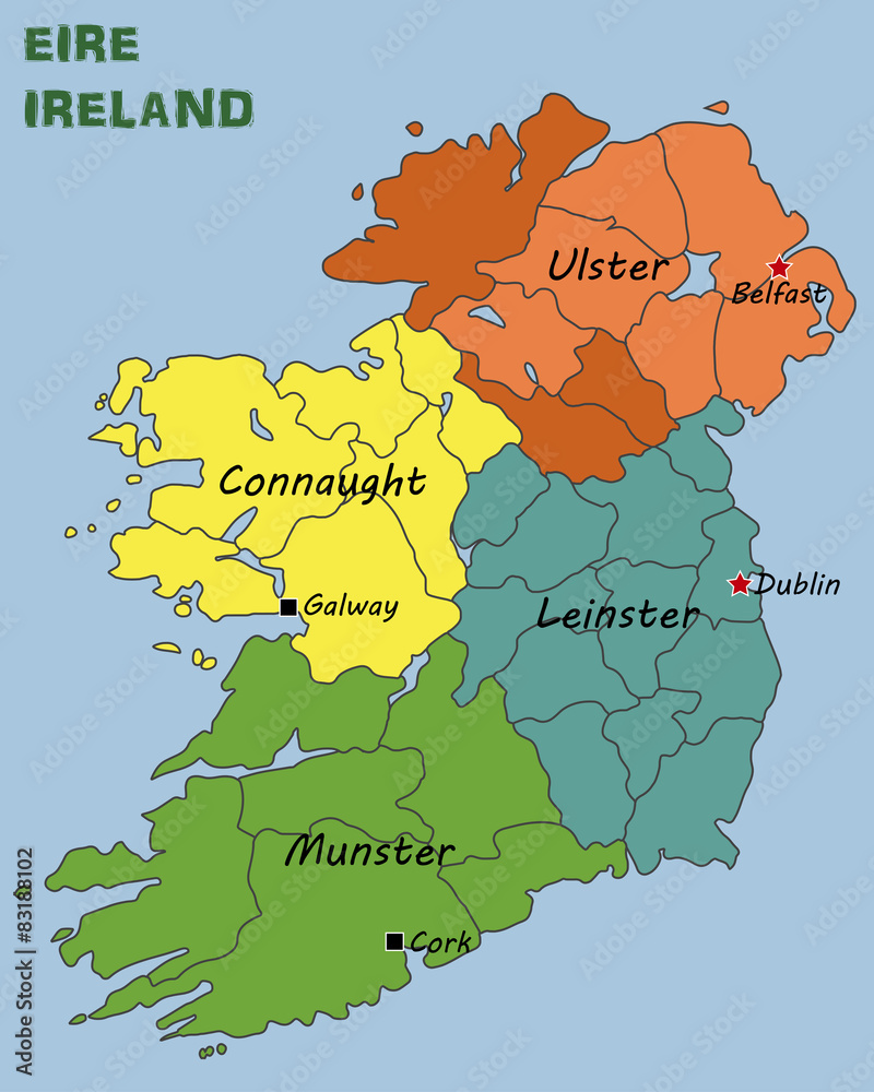 Political Map of Ireland Stock Vector | Adobe Stock