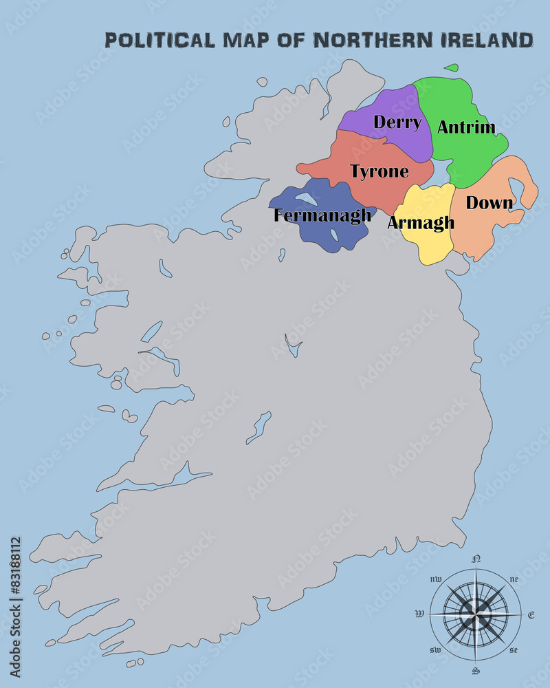 Political Map of Northern Ireland Stock Vector | Adobe Stock