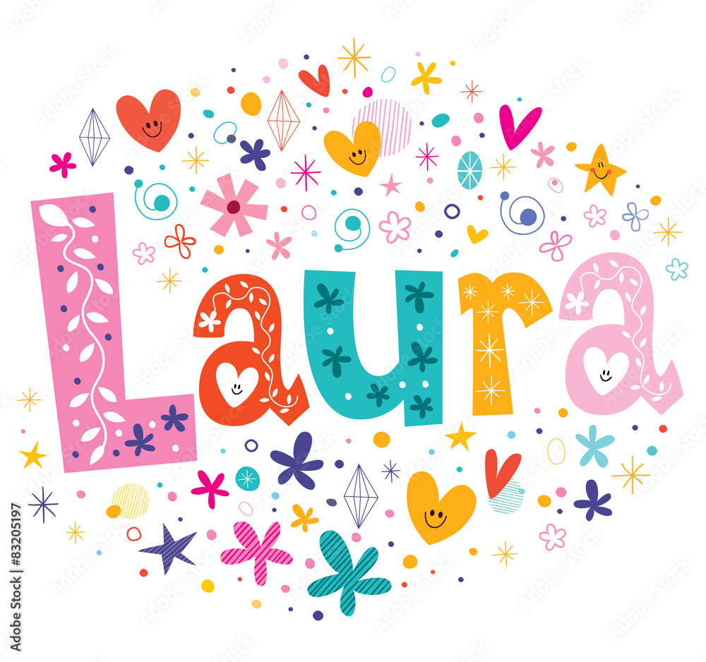Laura girls name decorative lettering type design Stock Vector | Adobe ...