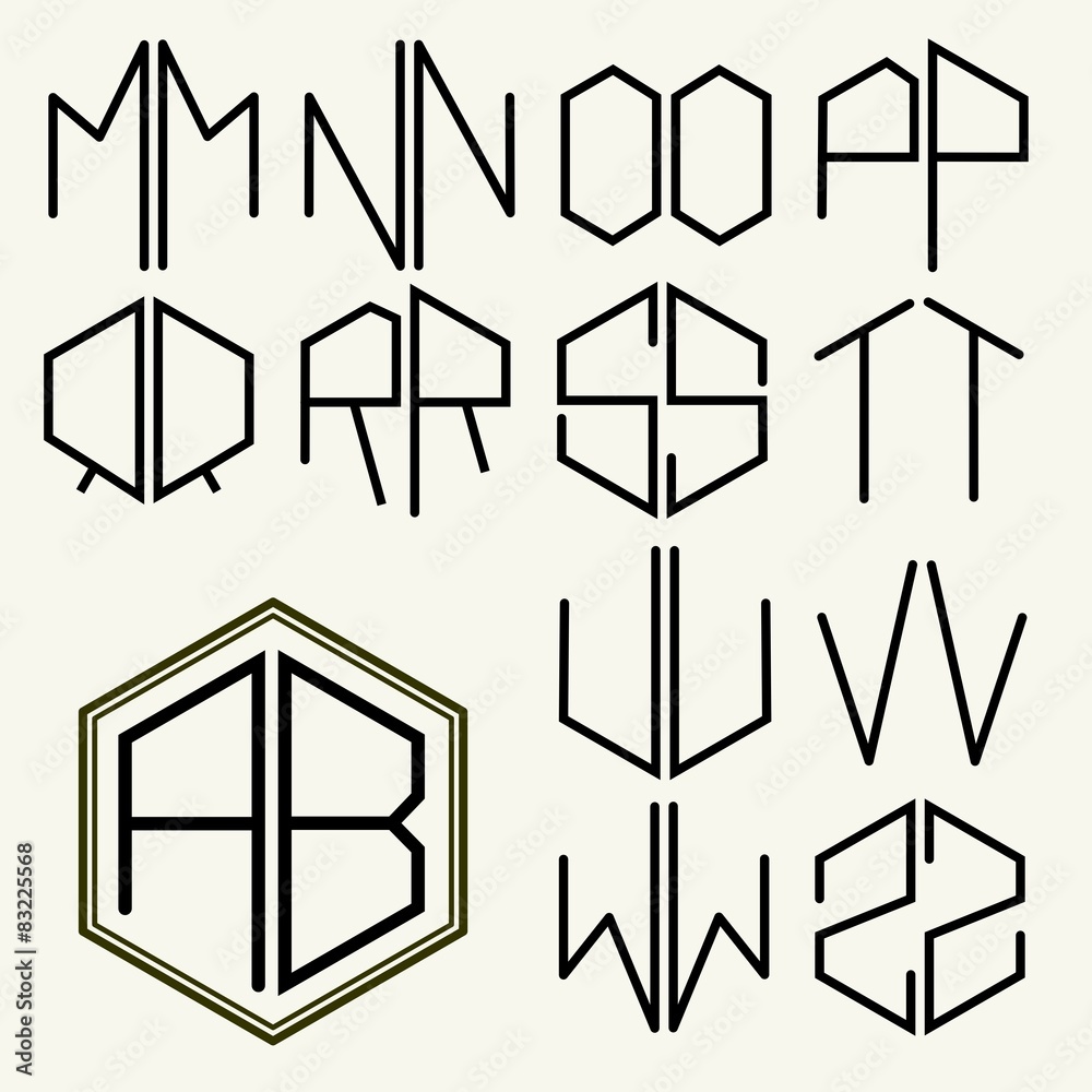Set 2 template letters to create monograms of two letters Stock Vector ...