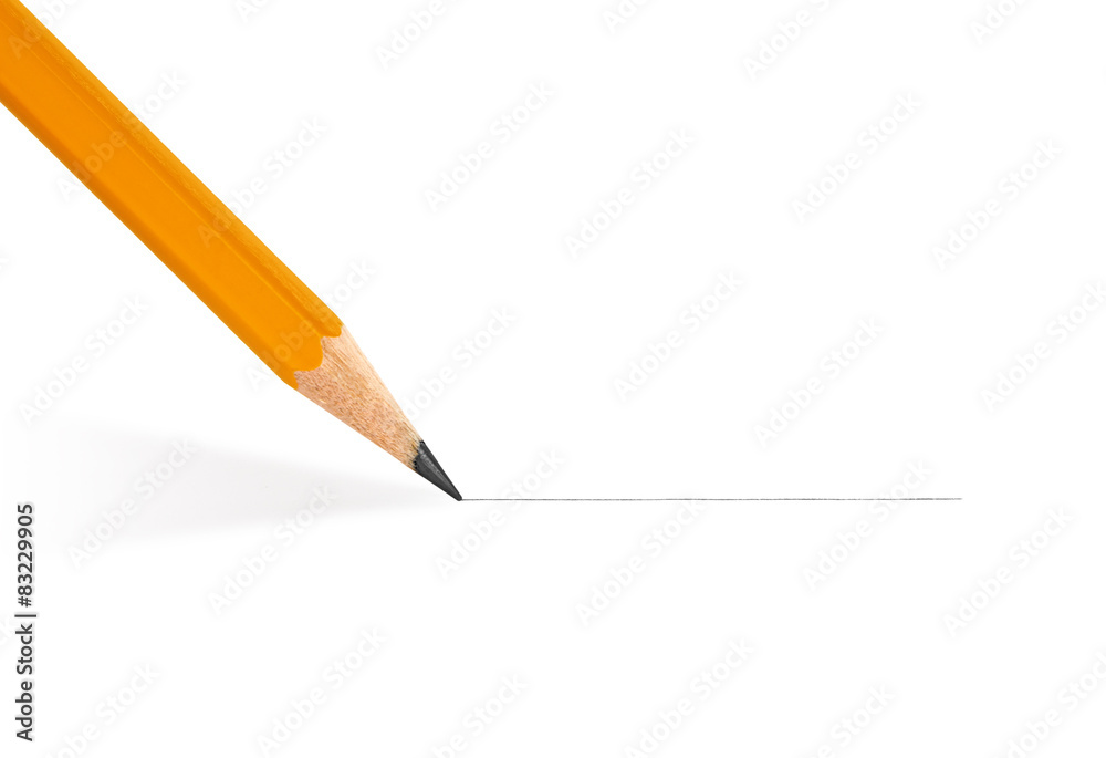 pencil draws a straight line on a white background Stock Photo | Adobe ...