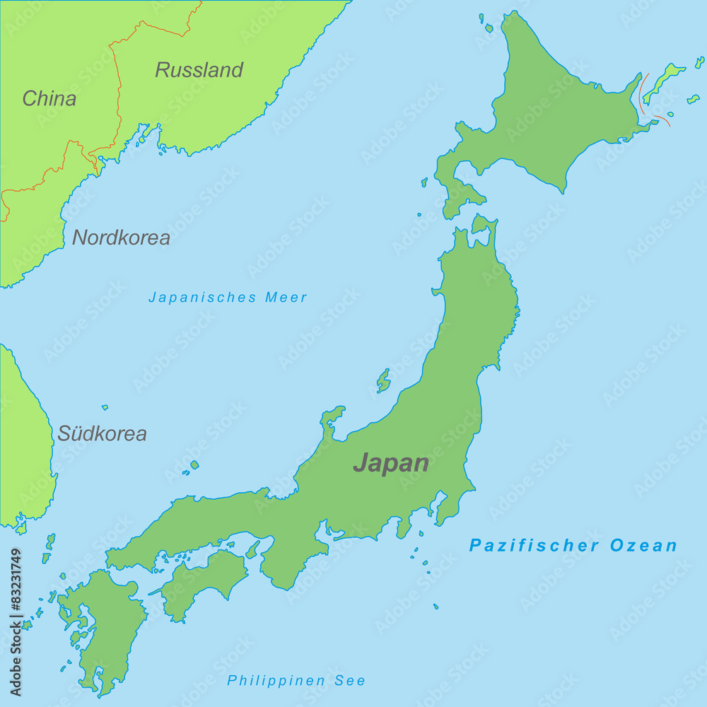 Japanisches Meer - Karte Stock-Vektorgrafik | Adobe Stock