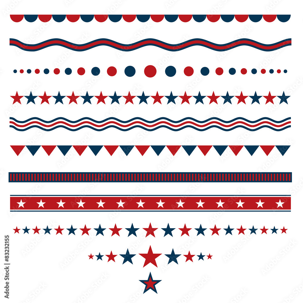 Red and blue dividers for patriotic designs Stock Vector | Adobe Stock