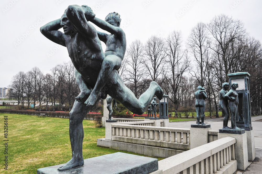 Sculpture of man and child in Vigeland Park Museum Stock Photo | Adobe ...