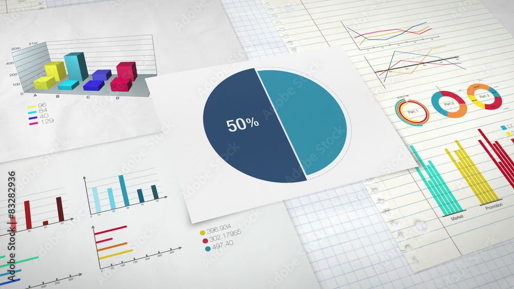 Pie chart indicated 50 percent, various graphic diagram.ver2 vídeo do ...