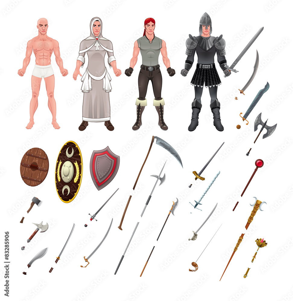 Medieval avatar with armors and weapons Stock Vector | Adobe Stock