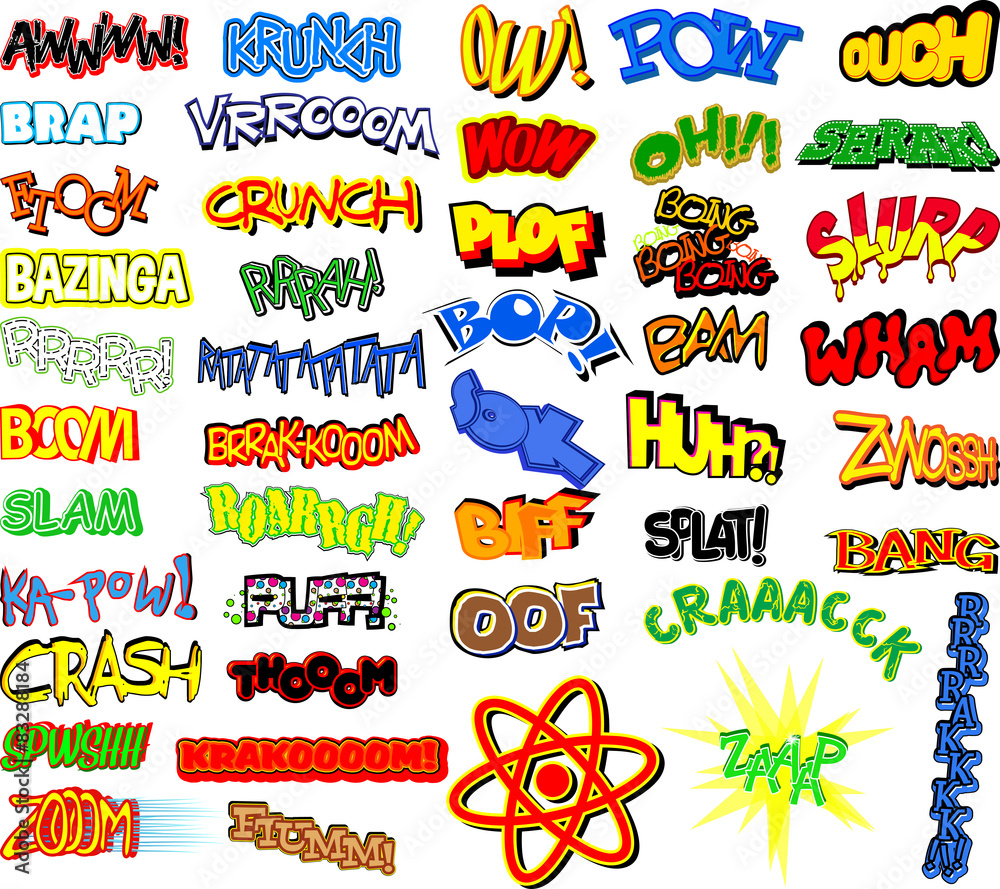 Vector retro comic book word collection with 45 expression. Stock ...