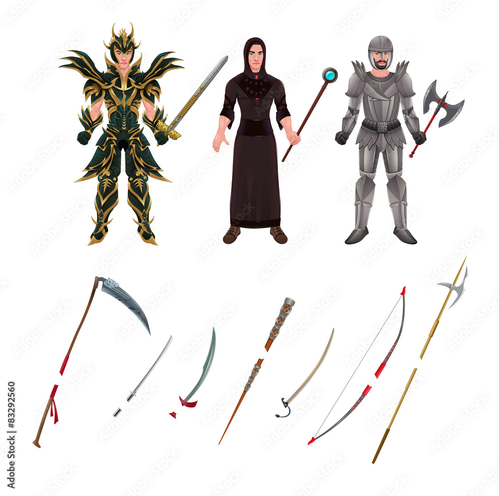 Medieval avatar with armors and weapons Stock Vector | Adobe Stock