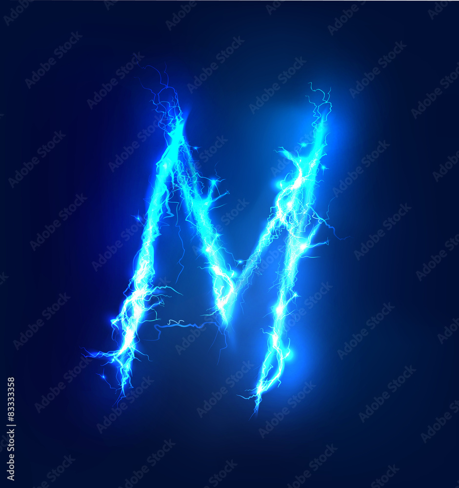 Letter M Blue Fire