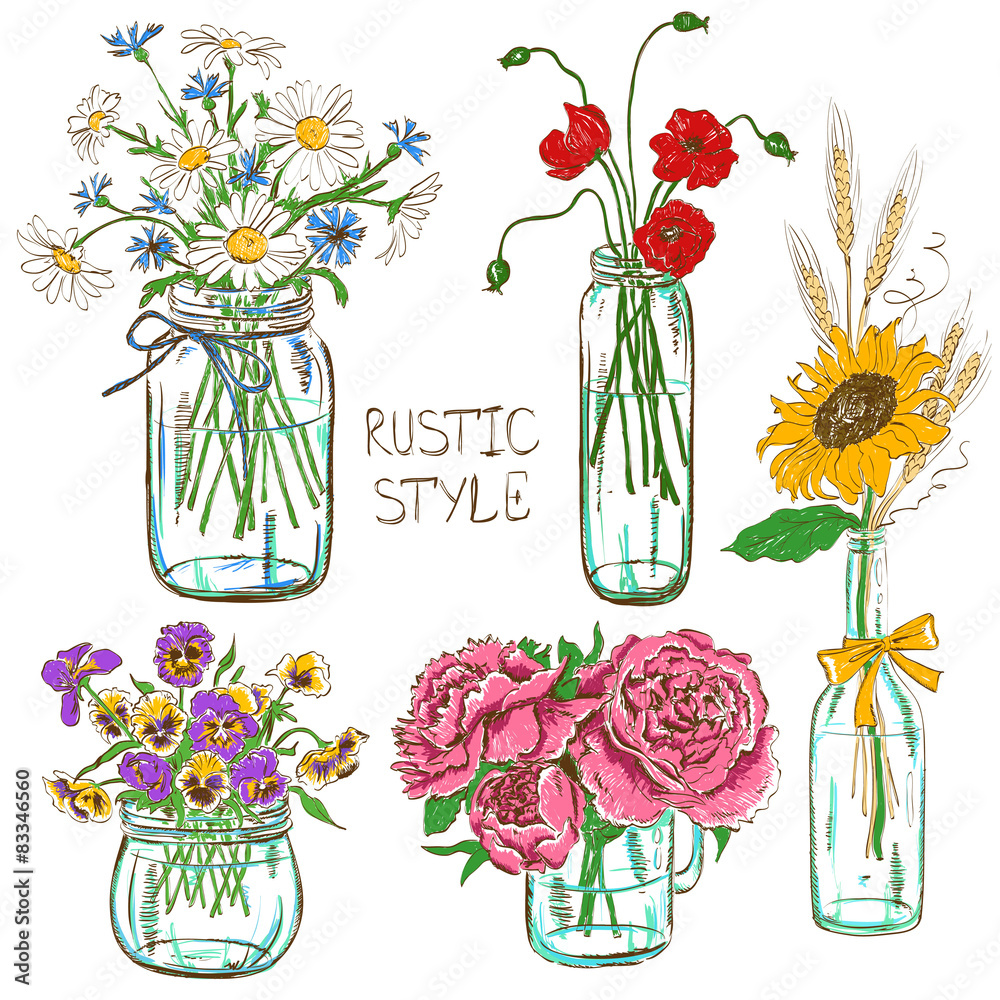 Mason Jar Vase Vector