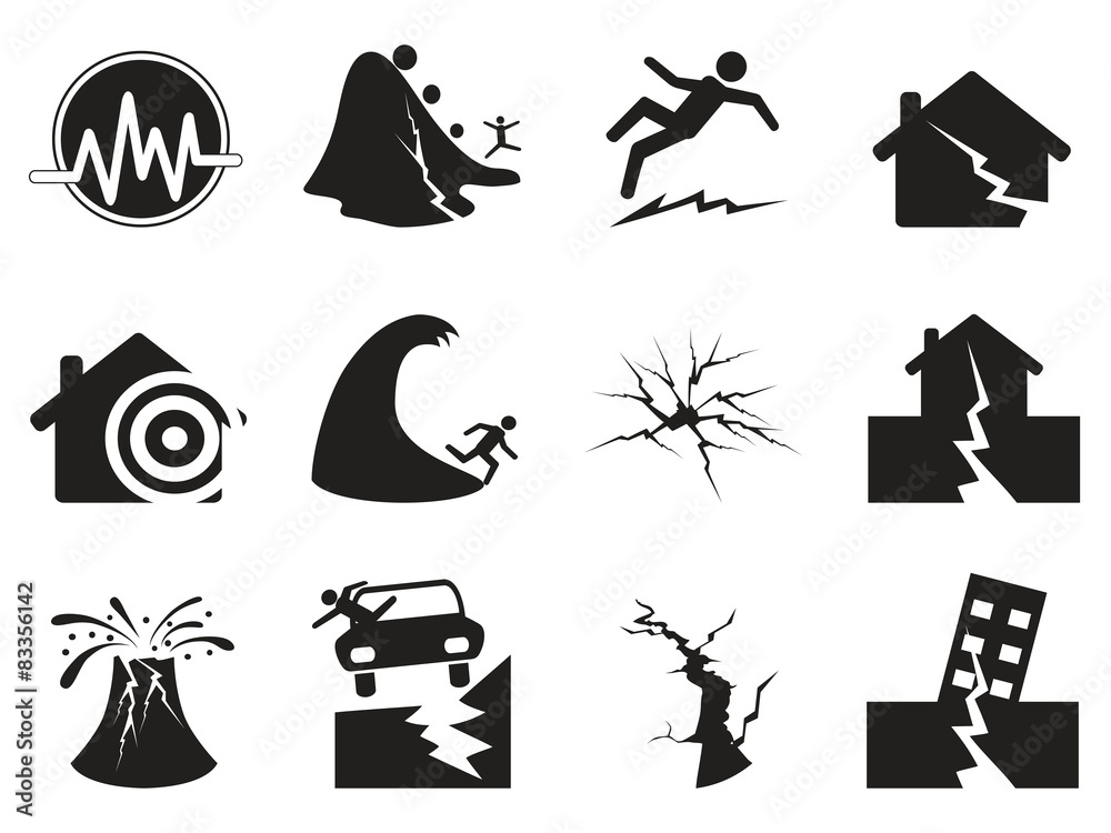 black earthquake icons set Stock Vector | Adobe Stock