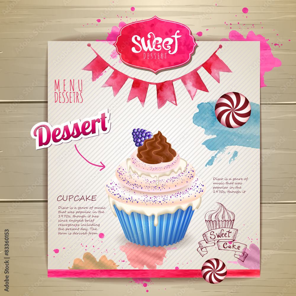 Vintage cupcake poster design Stock Vector | Adobe Stock