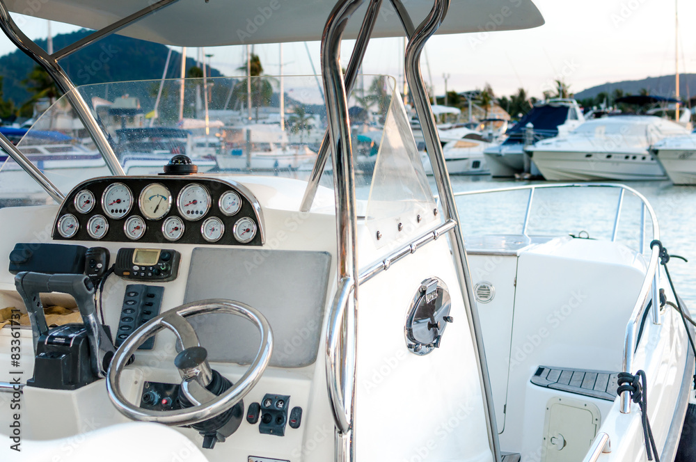 Boat dashboard closeup in details Stock Photo | Adobe Stock