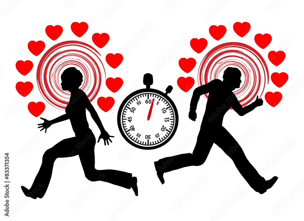 Speed Dating Concept, the Race for Love Illustration Stock | Adobe Stock