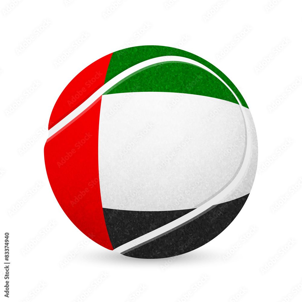 Tennis ball with flag of United Arab Emirates, isolated on white Stock ...