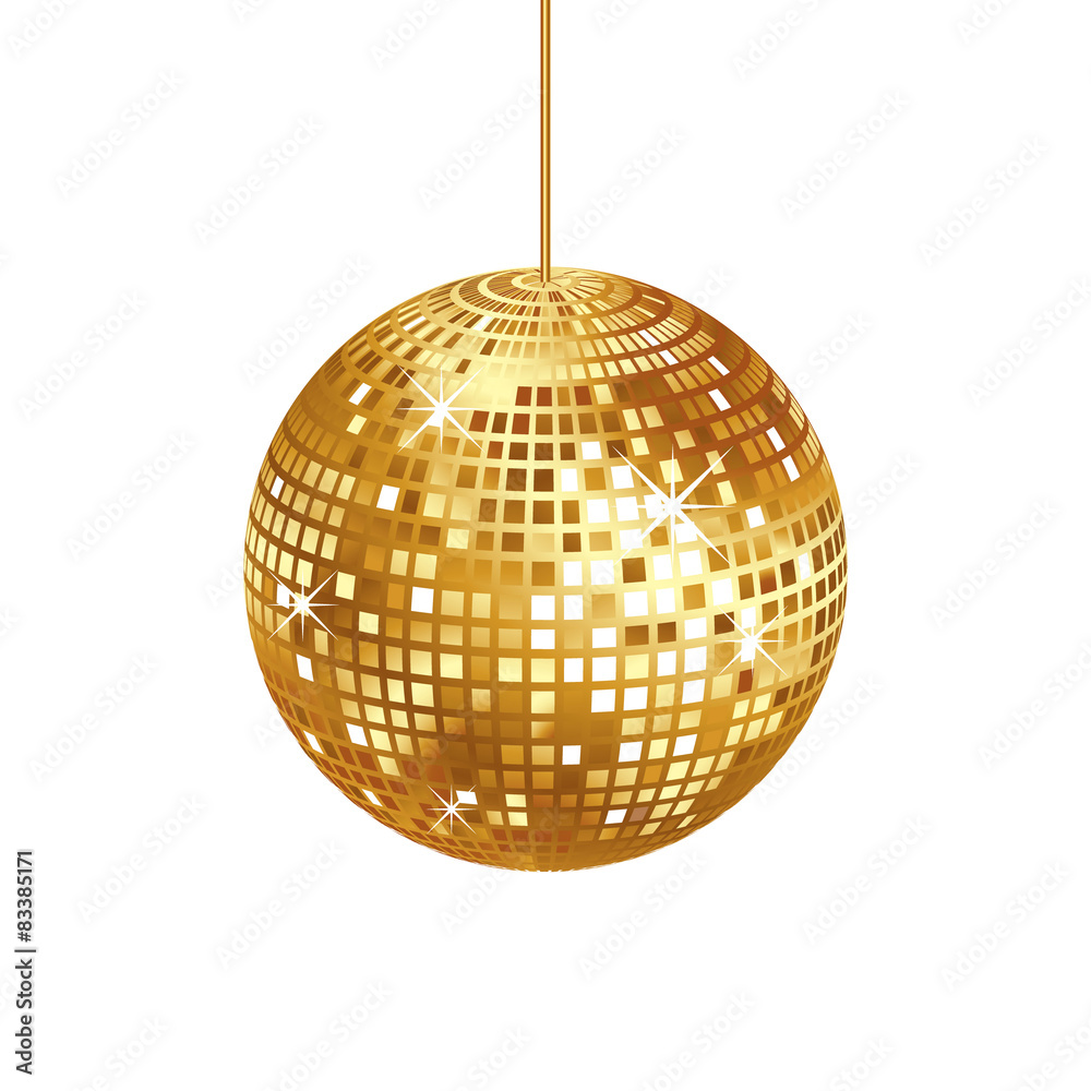 Sparkling gold disco ball isolated Stock Vector | Adobe Stock
