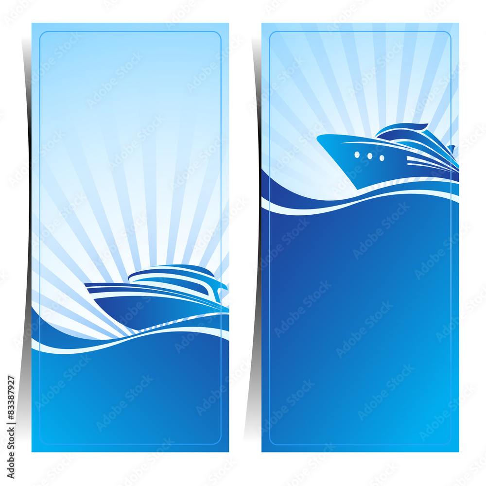 Boat banners blue background ,vector illustration Stock Vector | Adobe ...