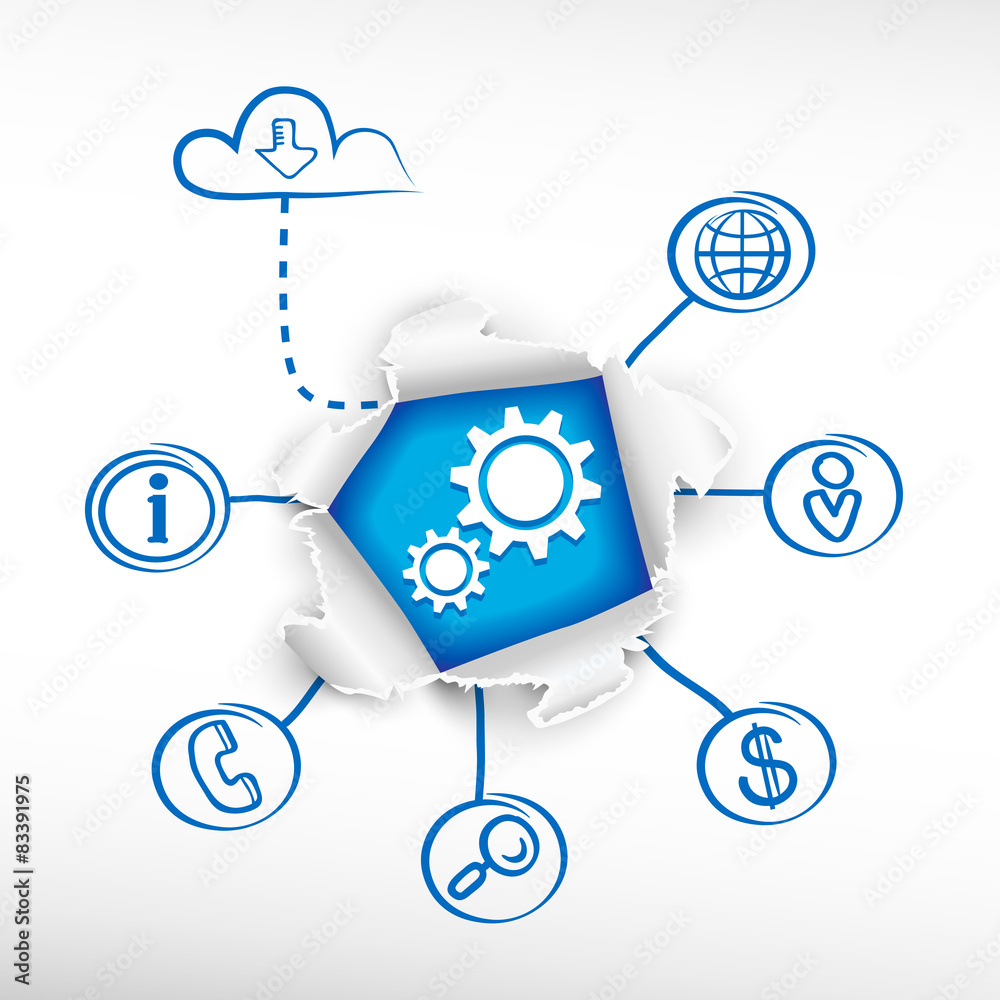 Cogwheel and sketch diagrams. Doodle vector illustration. Stock Vector ...