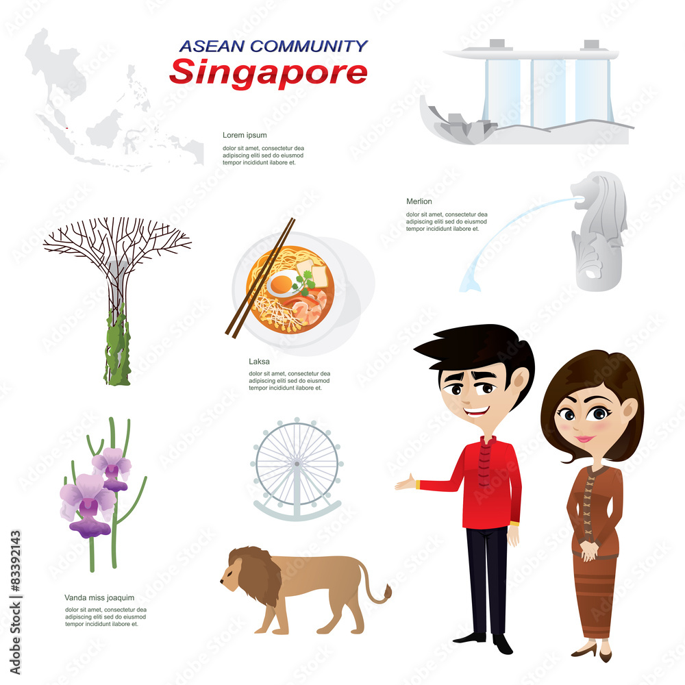 cartoon infographic of singapore asean community. Stock Vector | Adobe ...