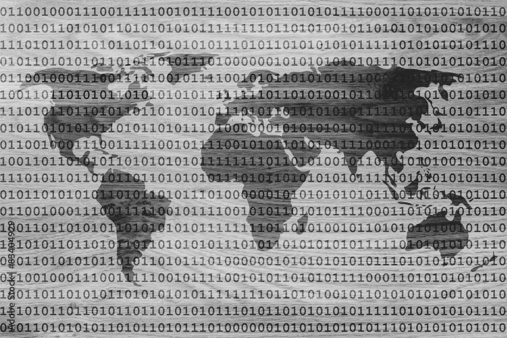 World map made of binary code overlay Stock Illustration | Adobe Stock