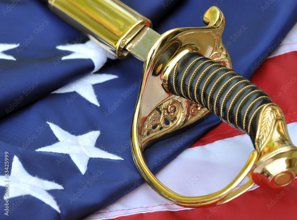 Sabre and American flag - symbols of America's military. Stock Photo ...