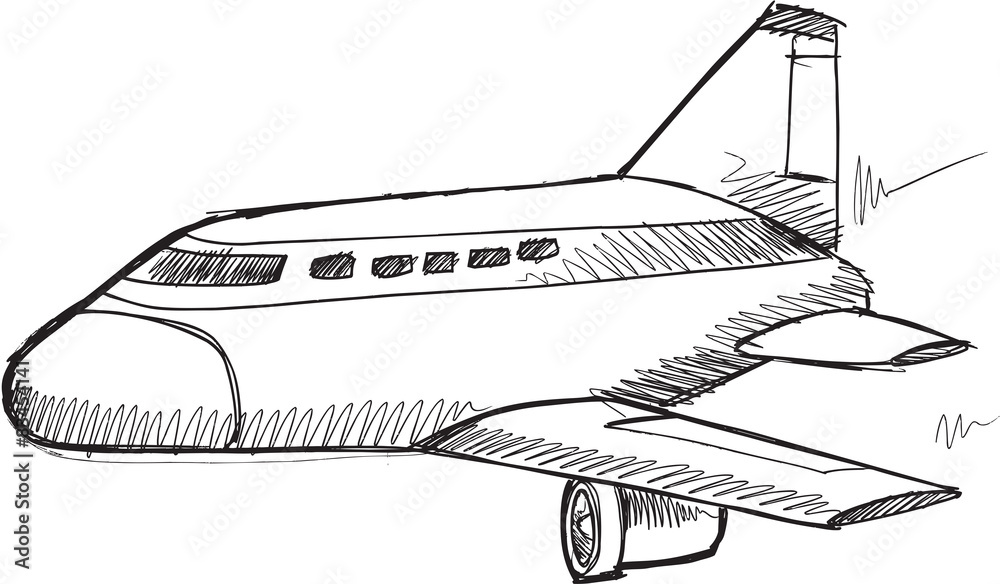 Doodle Sketch Commercial Jet Vector Illustration Art Stock Vector ...