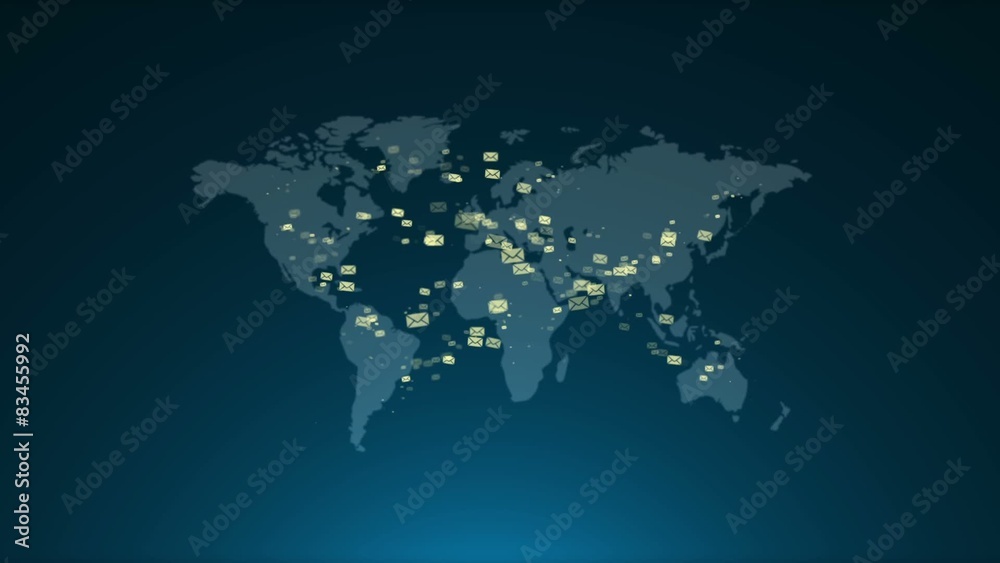 Distributing information in a digital world concept. Many e-mail Stock ...