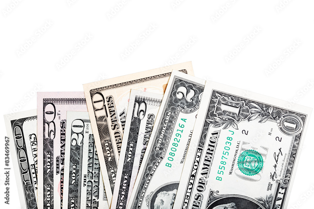 1, 2, 5, 10, 20, 50, 100 -all of U.S. dollar bills, close-up iso Stock ...