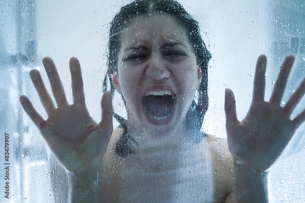 Kidnapped abused hostage victim woman in emotional stress and pain ...