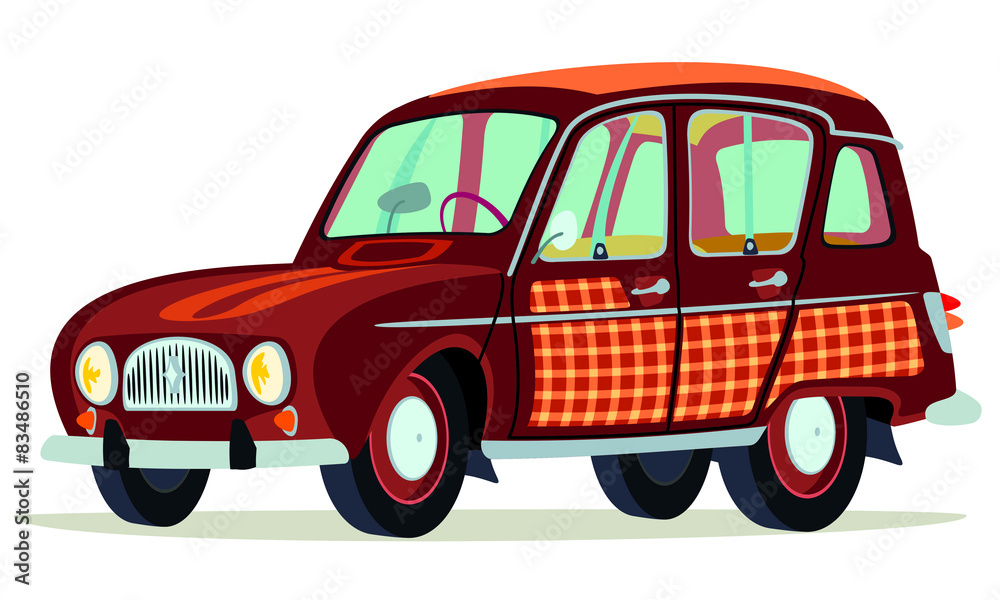 Caricatura Renault 4 Parisienne vista frontal y lateral Stock Vector ...