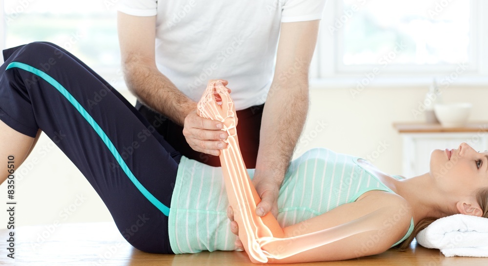 Highlighted bones of woman at physiotherapist Stock Photo | Adobe Stock