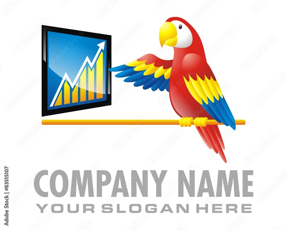 parrot chart magnifer logo image vector Stock Vector | Adobe Stock