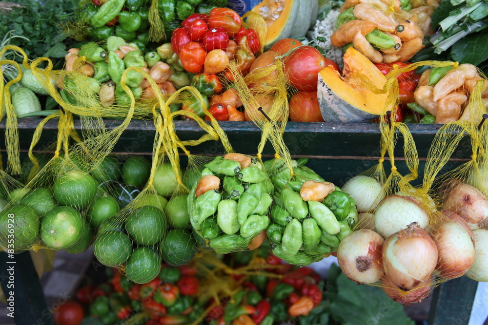 Brazil, Close up of vegetables in market stall Stock Photo | Adobe Stock