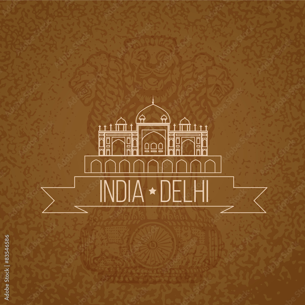 Humayun's Tomb - the symbol of India, Delhi. Stock Vector | Adobe Stock