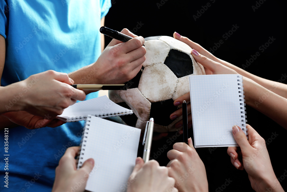 Autographs by football star on black and lights background Stock Photo ...